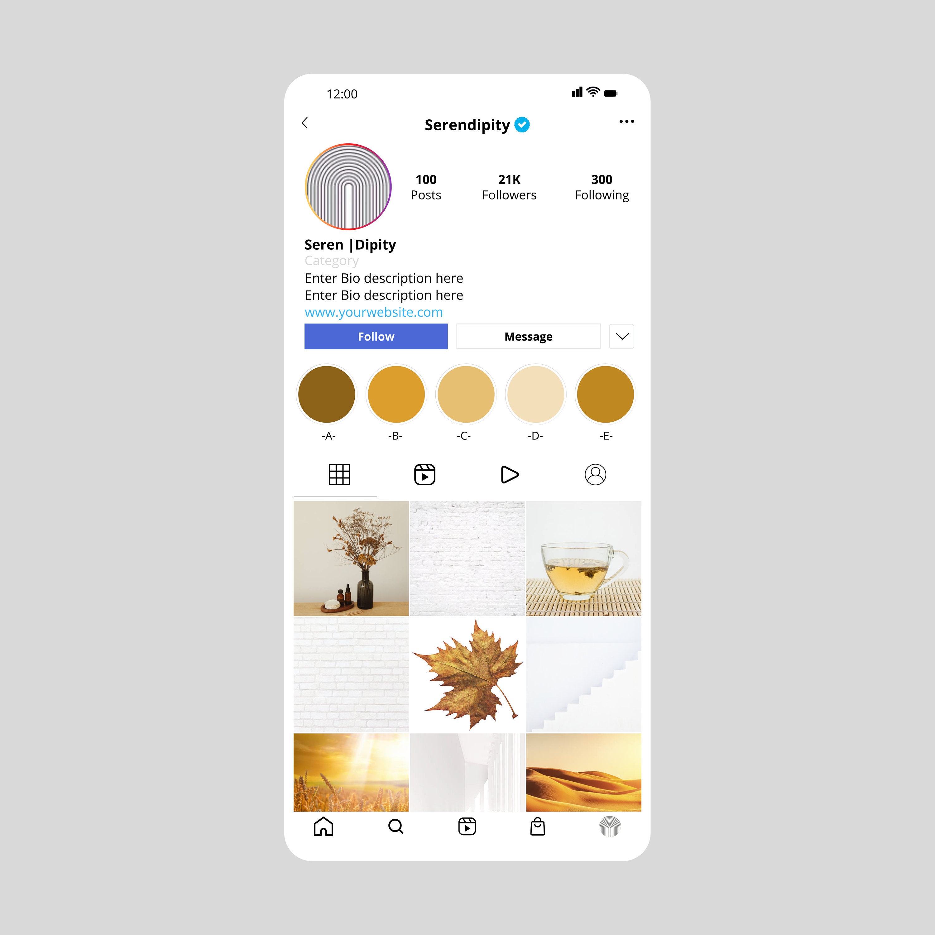 Gold Instagram Highlight Cover, Solid Ig Template, Muted Gradient ...