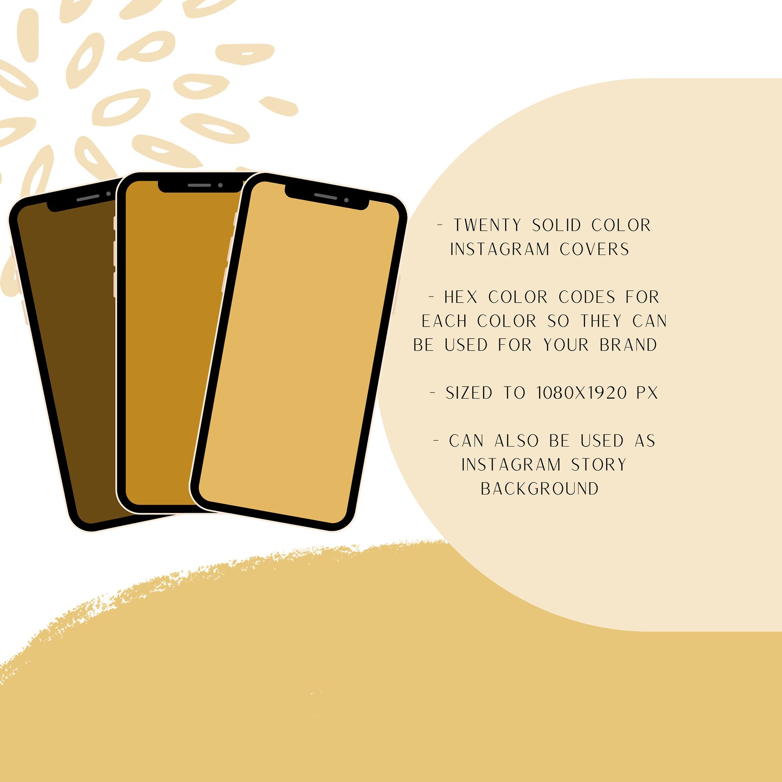 Gold Instagram Highlight Cover, Solid Ig Template, Muted Gradient ...