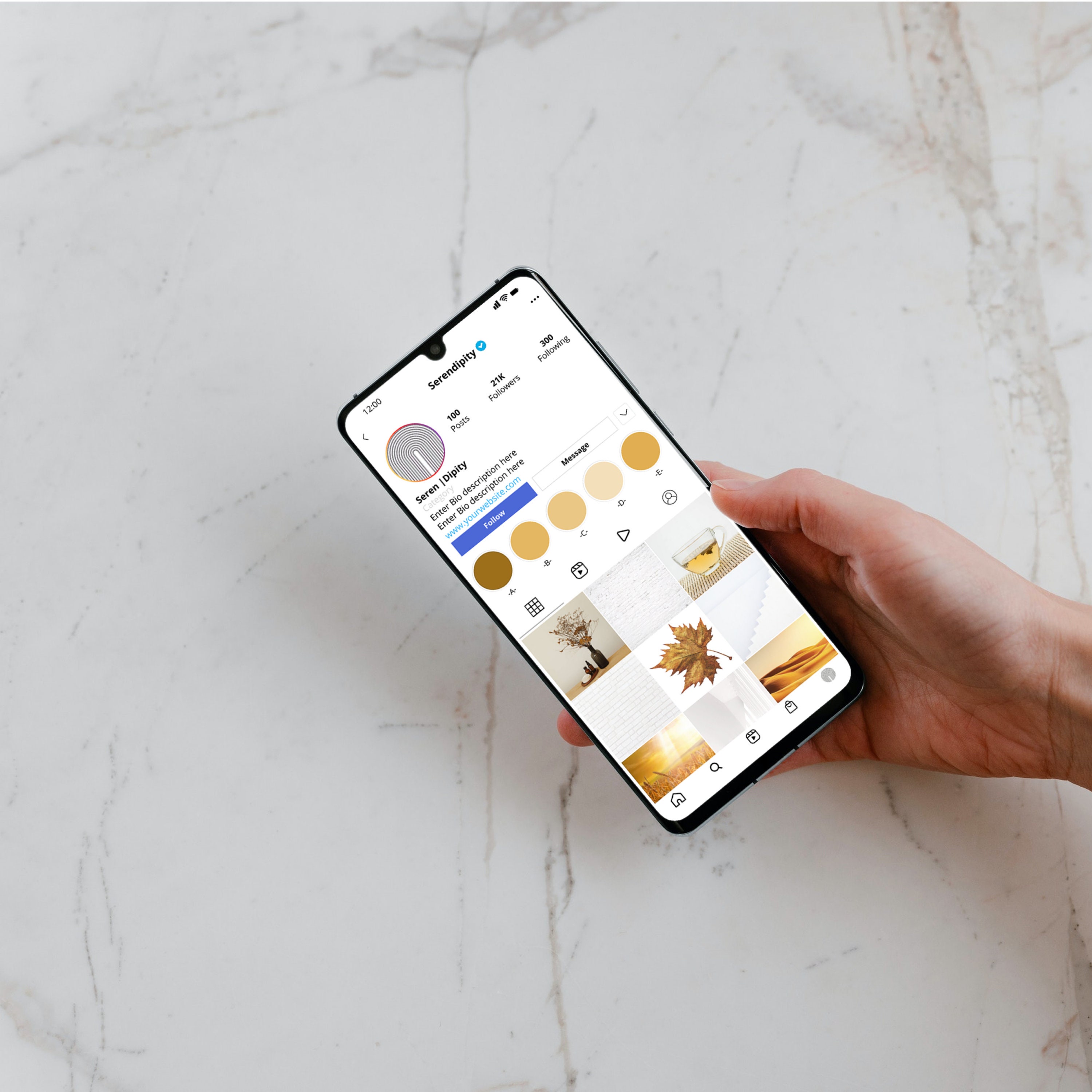 Gold Instagram Highlight Cover, Solid Ig Template, Muted Gradient ...