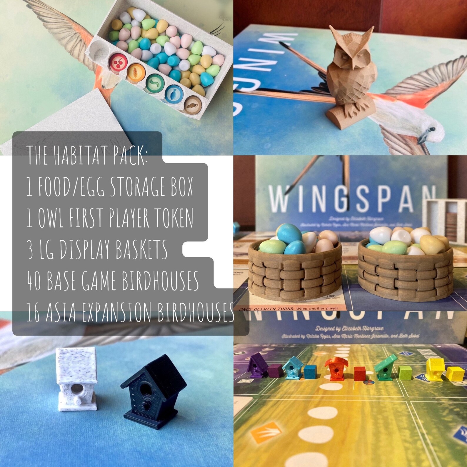 Wingspan Food Egg Organizer Owl First Player Token Upgrade Display ...