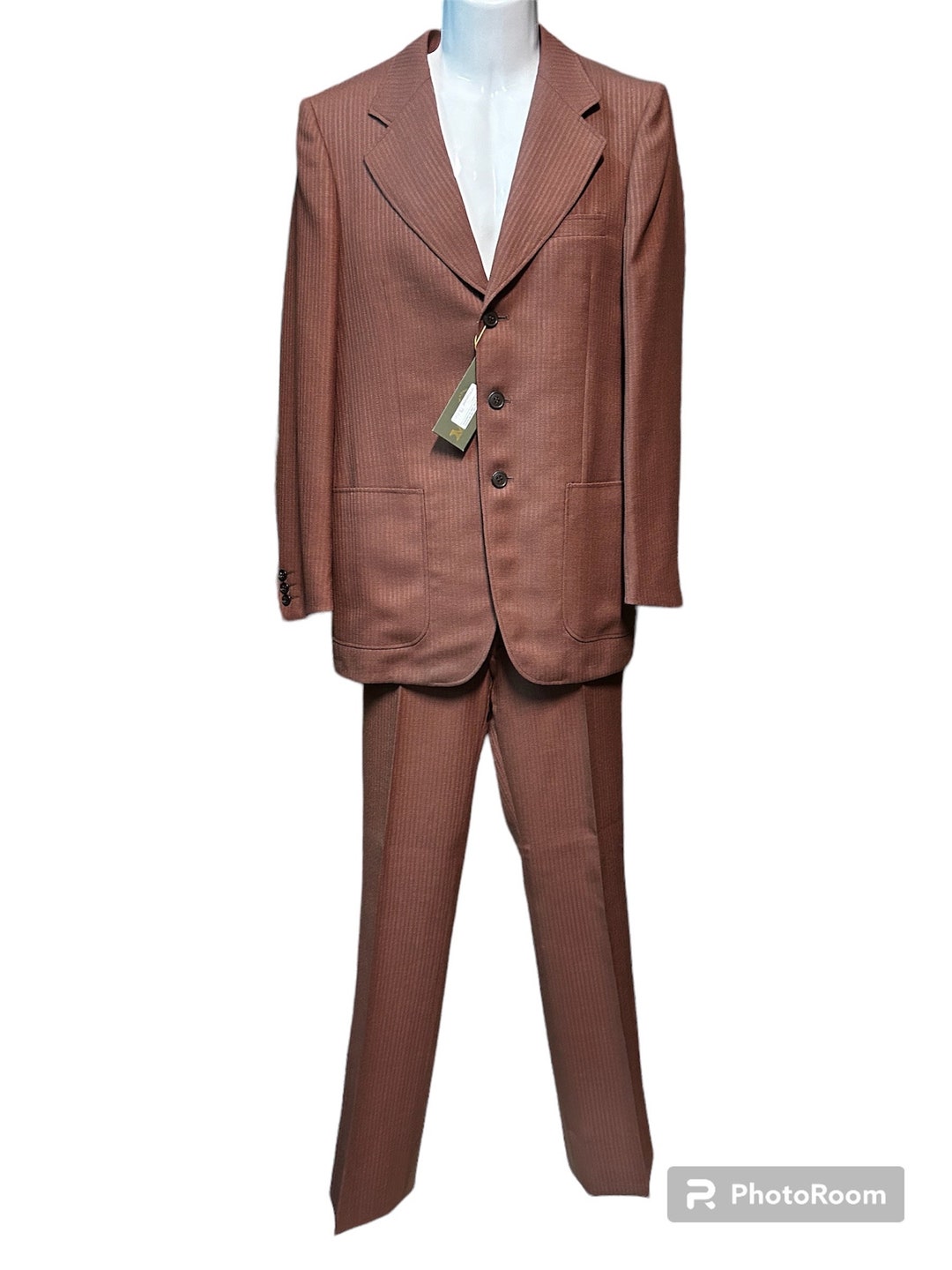 Vintage Early 70s Deadstock Men Suit Brown Bronze/lines/three Button ...