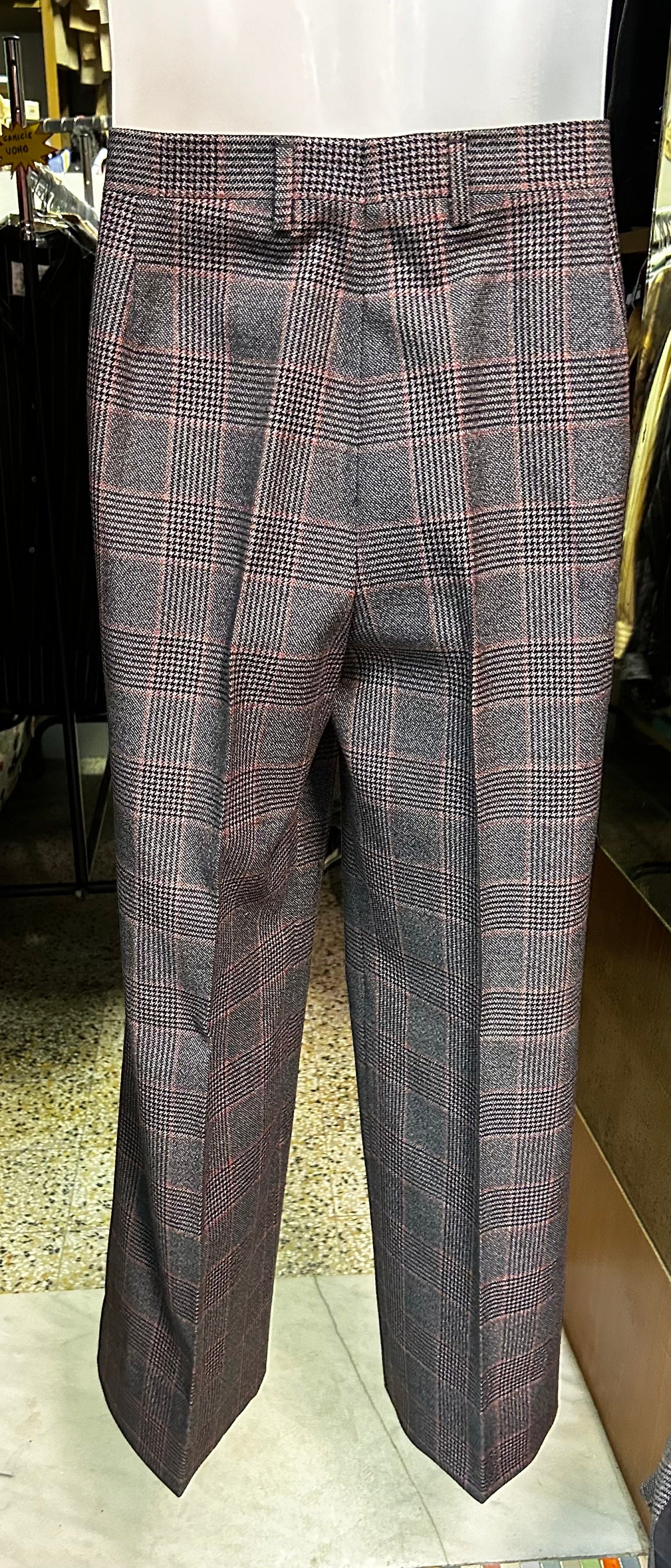 Vintage 70s Deadstock Men Suit Grey/red/white Tartan/prince of Wales ...