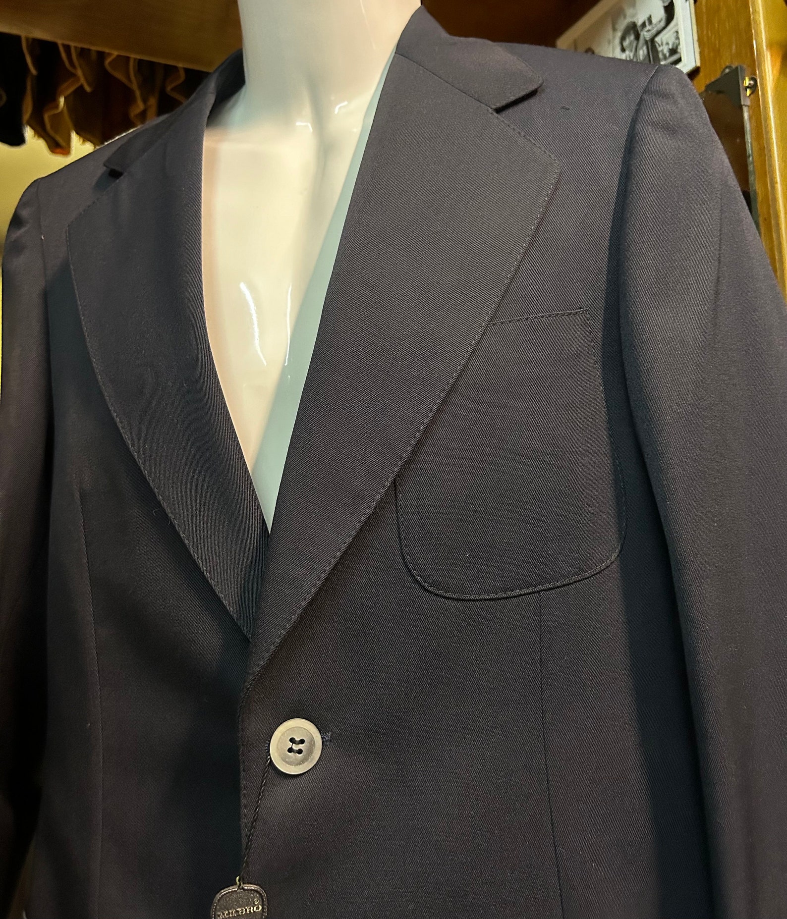 Vintage 70s Deadstock Men Suit Blue /navy/made in Italy by Mabro/pure ...