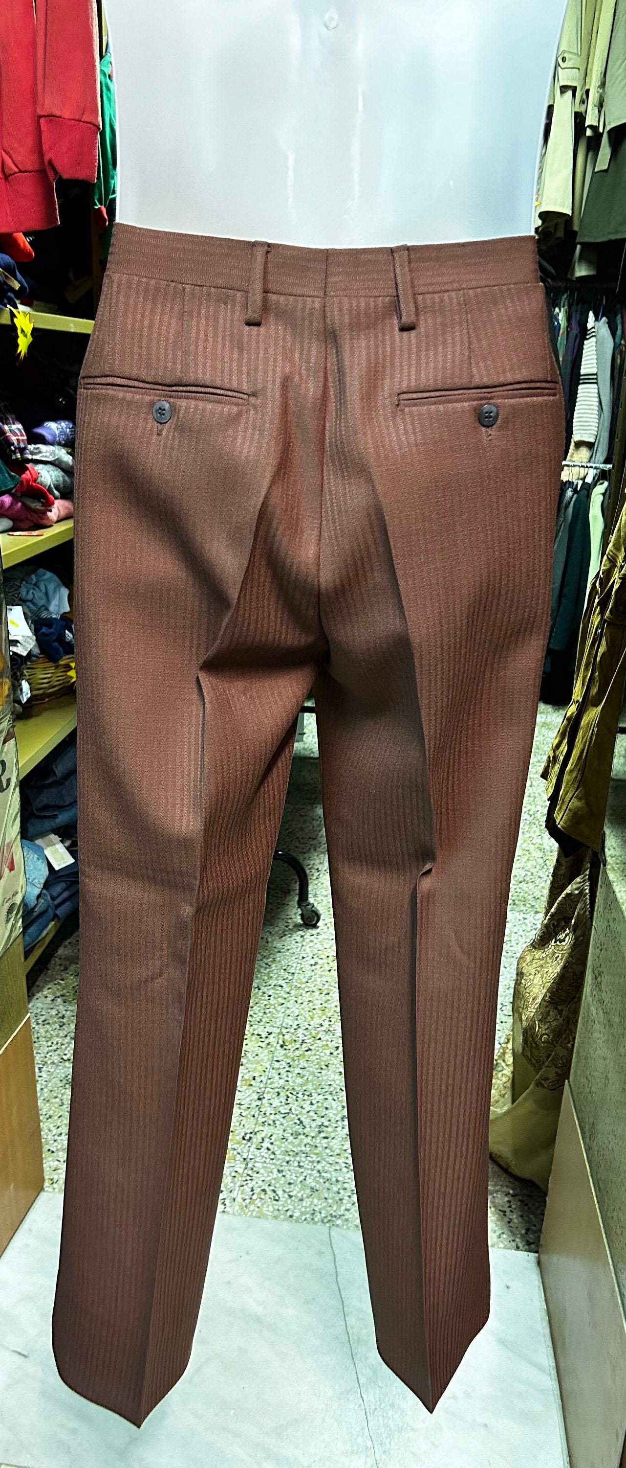 Vintage Early 70s Deadstock Men Suit Brown Bronze/lines/three Button ...