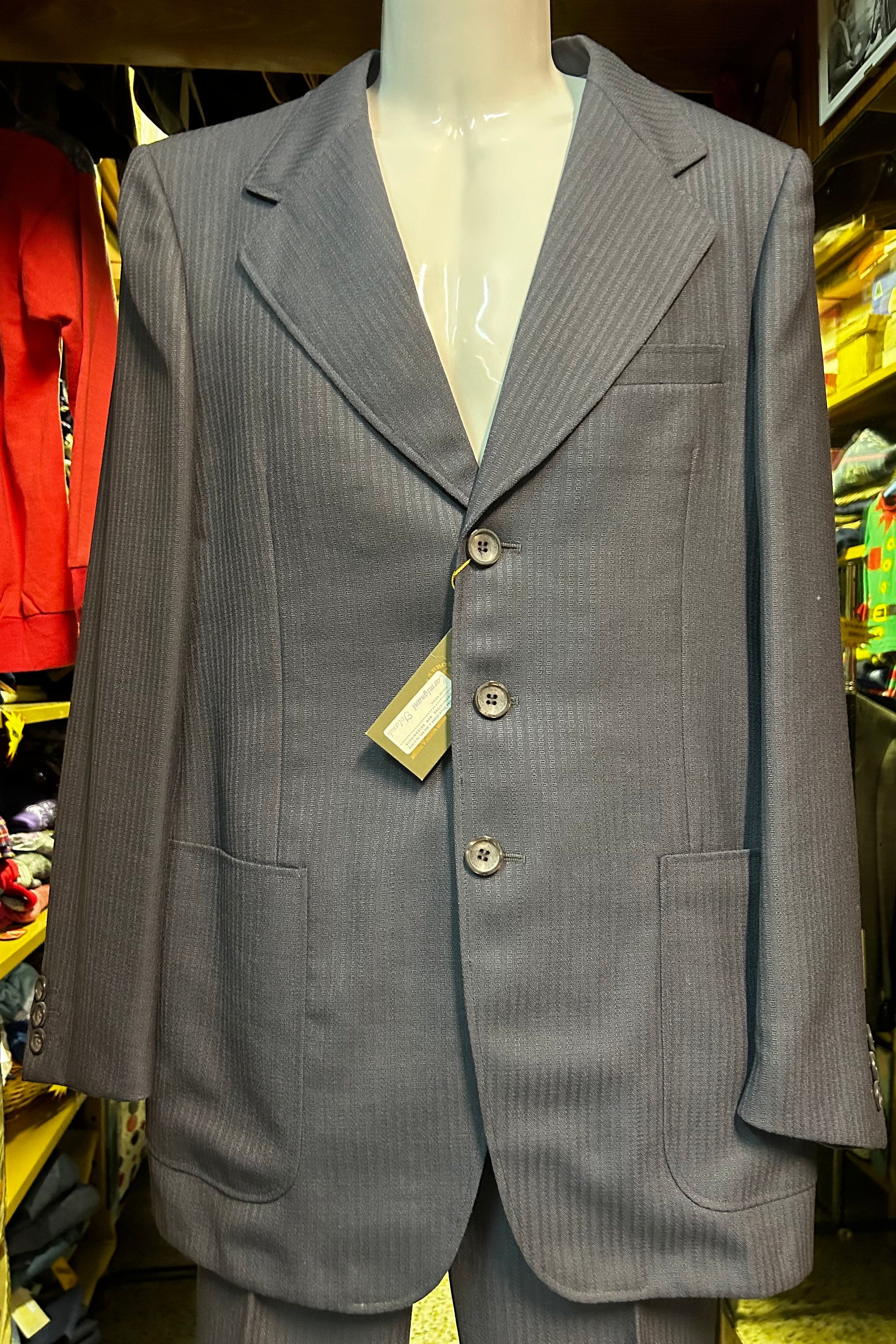 Vintage Early 70s Deadstock Men Suit Grey/lines/three Button/made in ...