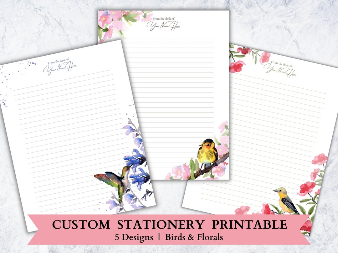 Printable Stationary Hummingbird, Personalized Stationary for Women ...