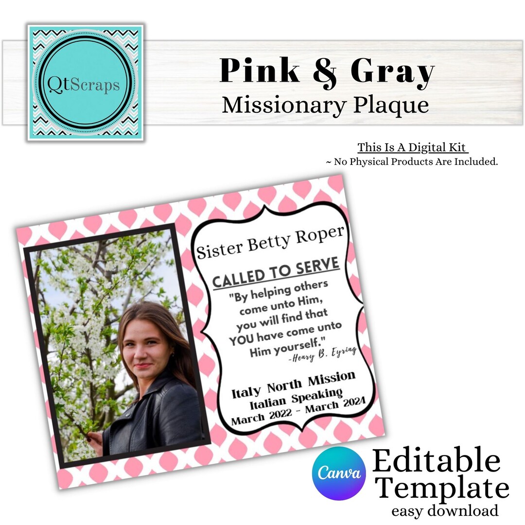 Custom Missionary Plaque Template | Personalized Photo, Quote ...