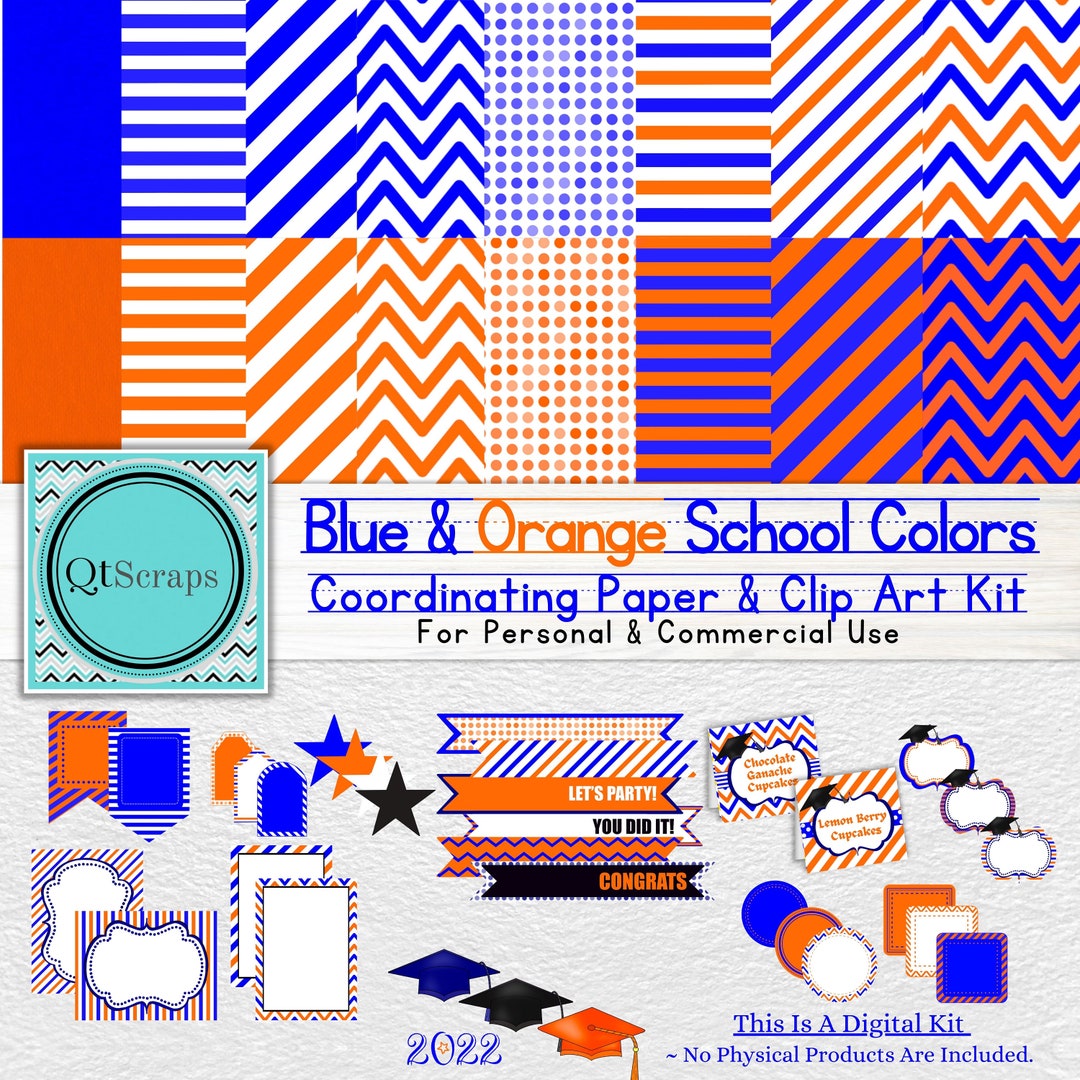 Blue & Orange School Colors Graduation Party Pack, Party Ideas ...