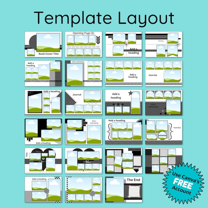 7x5 Digital Scrapbook Pages | Printable Scrapbook Template | Canva ...