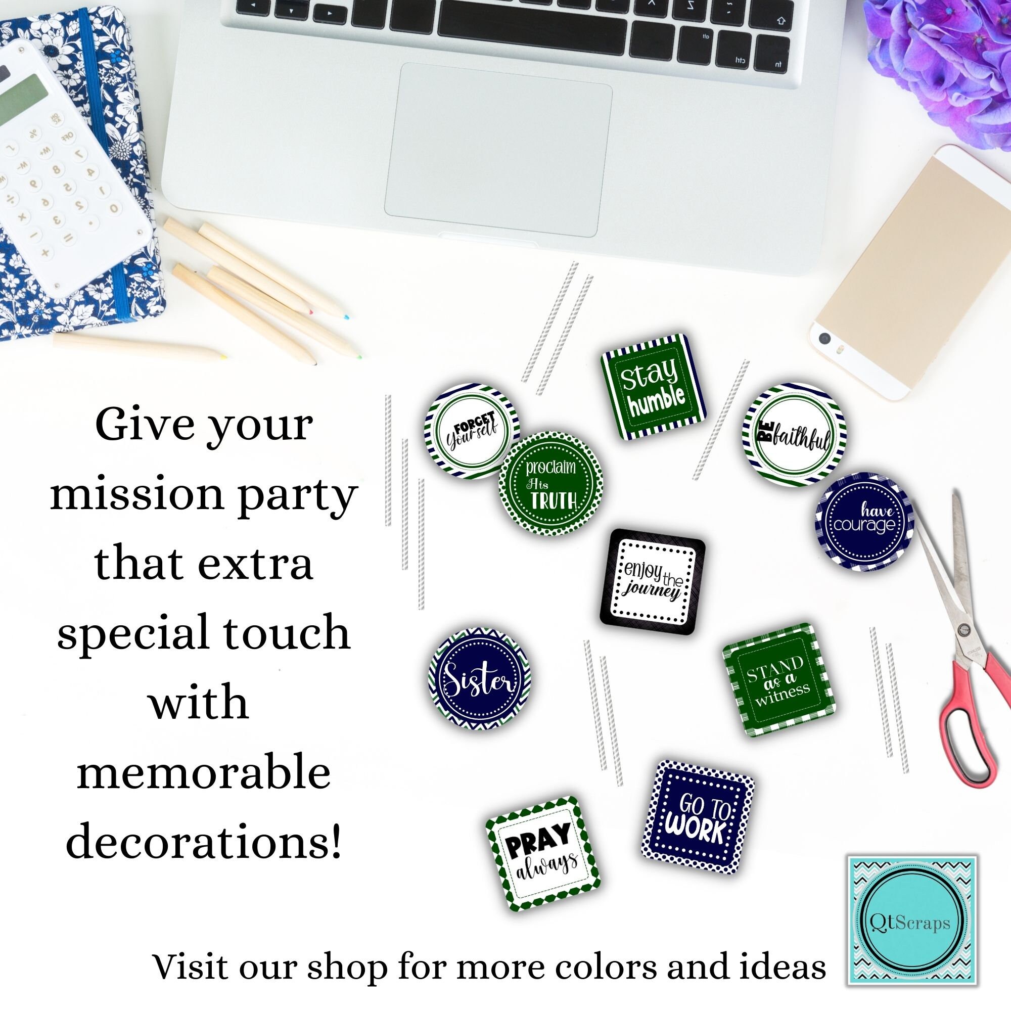 Editable Cupcake Toppers for Missionary Events | Blue & Green | Canva ...