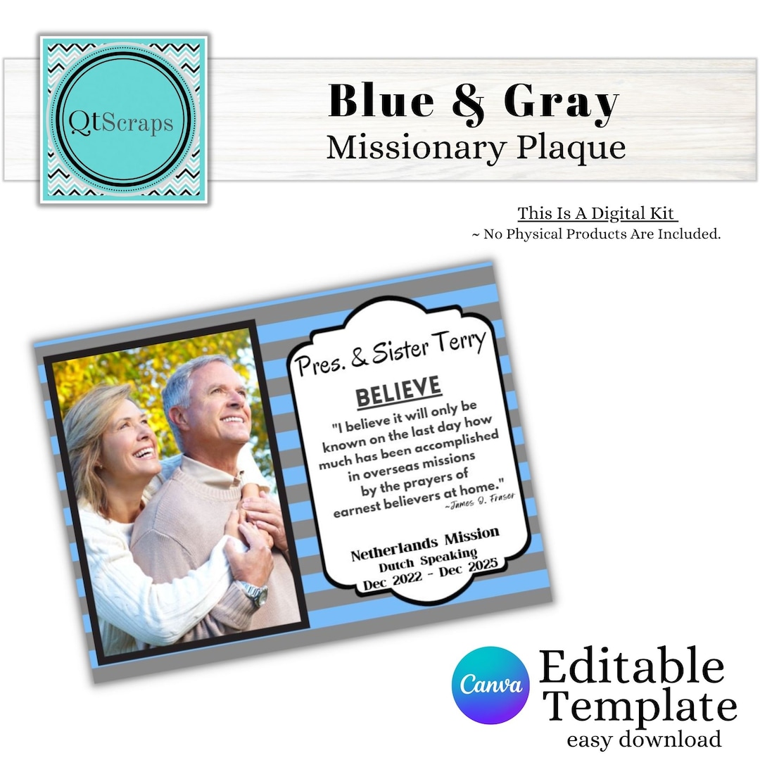Custom Missionary Plaque Template: Personalized Keepsake (digital ...