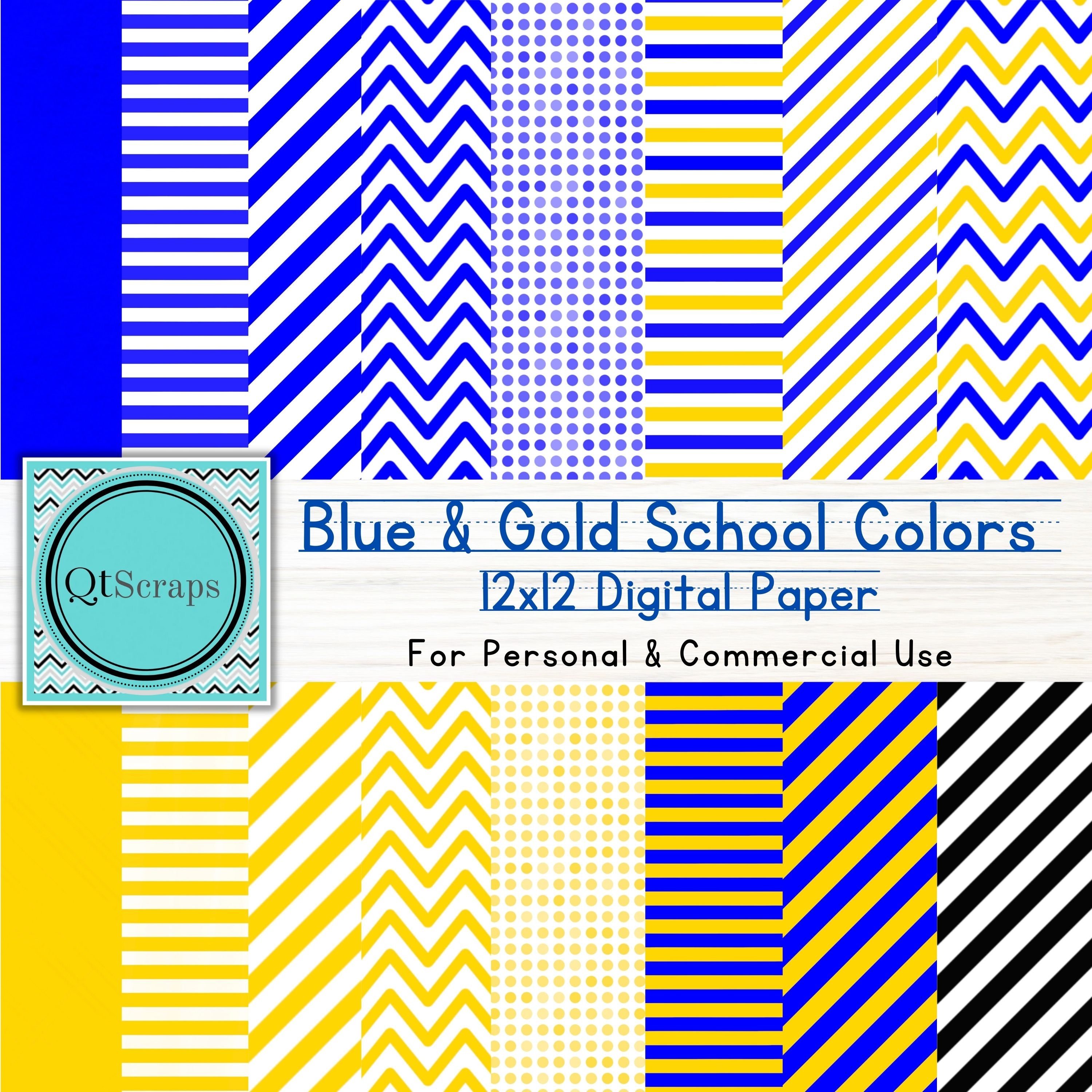 Blue & Gold Digital Paper Pack, School Color Paper, 16 - 12x12 Pages - Etsy