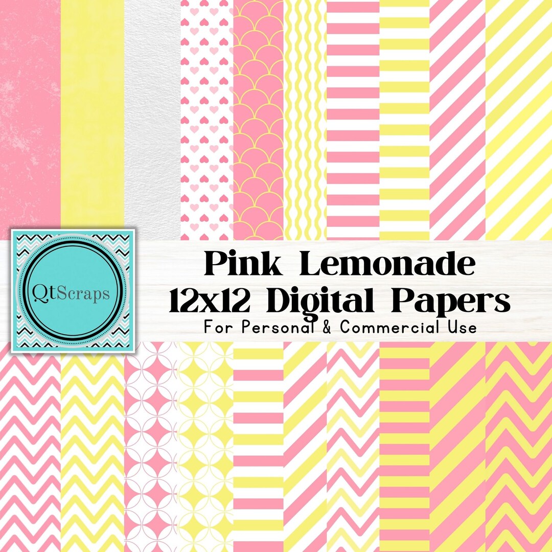 Pink Lemonade Digital Paper Pack | 20 Vibrant Designs for Crafts ...