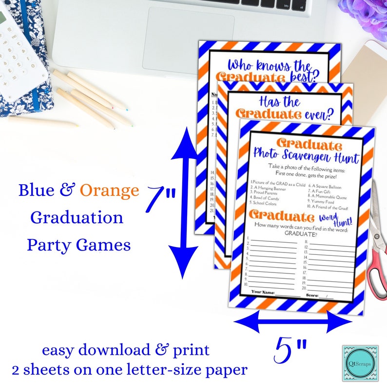 Blue & Orange Graduation School-color-themed Games, Grad Games ...