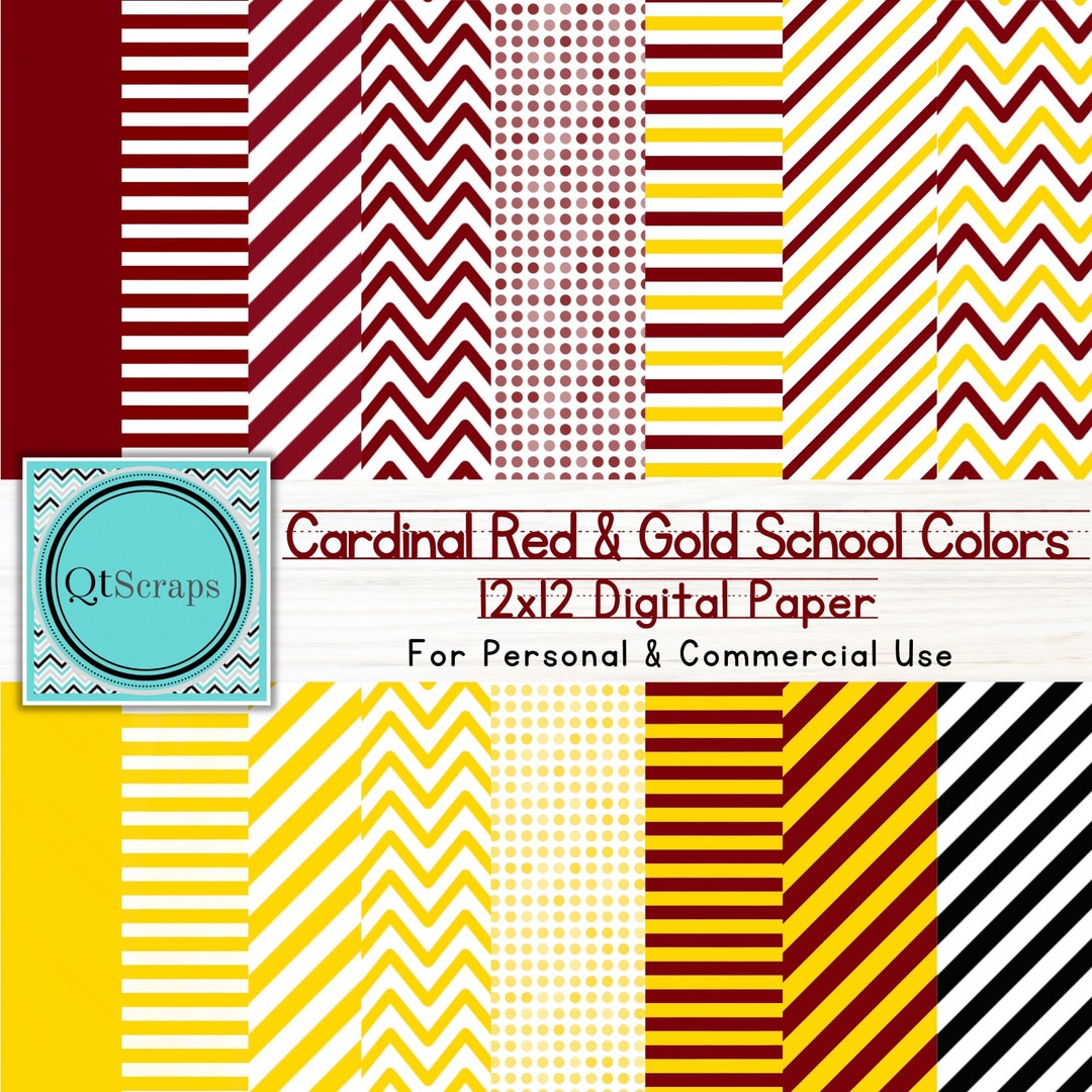Cardinal Red & Gold Paper Pack, School Color Paper - Etsy