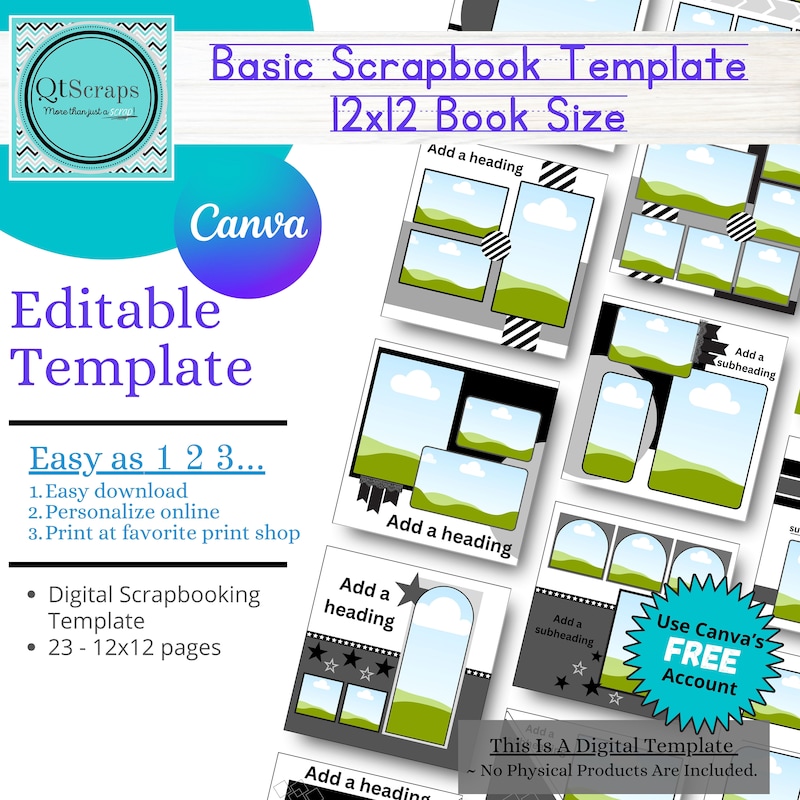 Scrapbook Templates 12x12 - Etsy