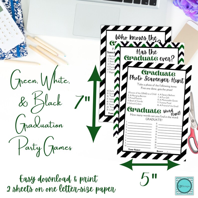Green, White, & Black Graduation School-color-themed Games, Grad Games ...