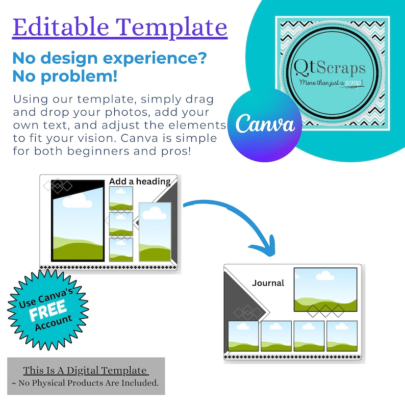 7x5 Digital Scrapbook Pages | Printable Scrapbook Template | Canva ...