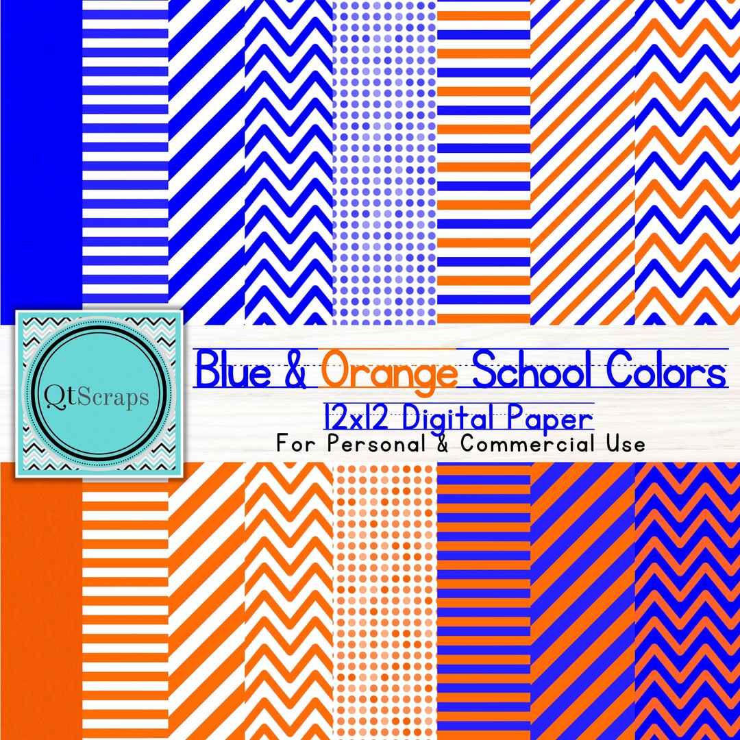 Blue & Orange Digital Paper Pack, School Color Papers - Etsy