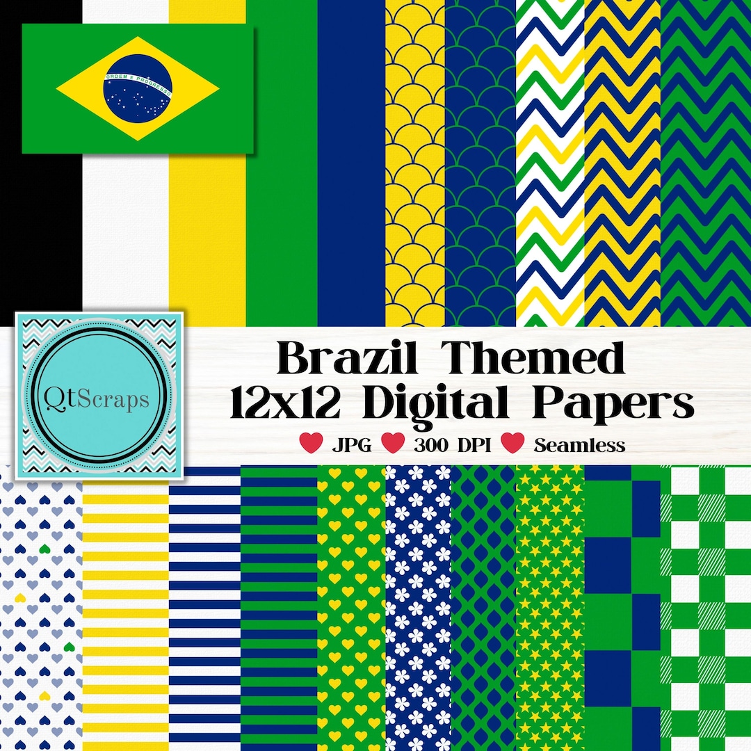 Brazil Themed Digital Papers | 20 Vibrant Printable Designs - Etsy
