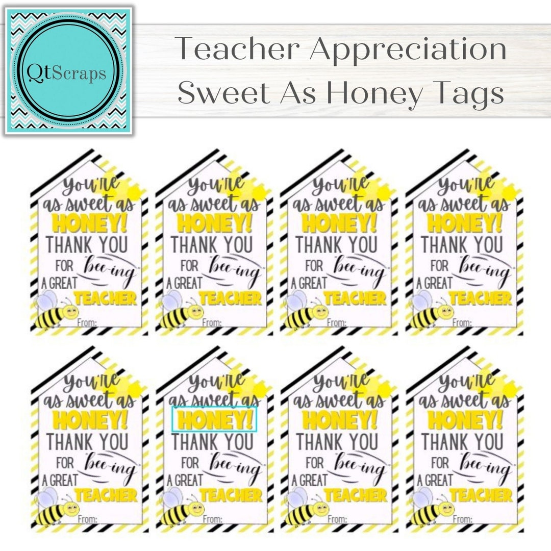 Sweet as Honey Gift Tags: Bee Teacher Appreciation (canva Template) - Etsy