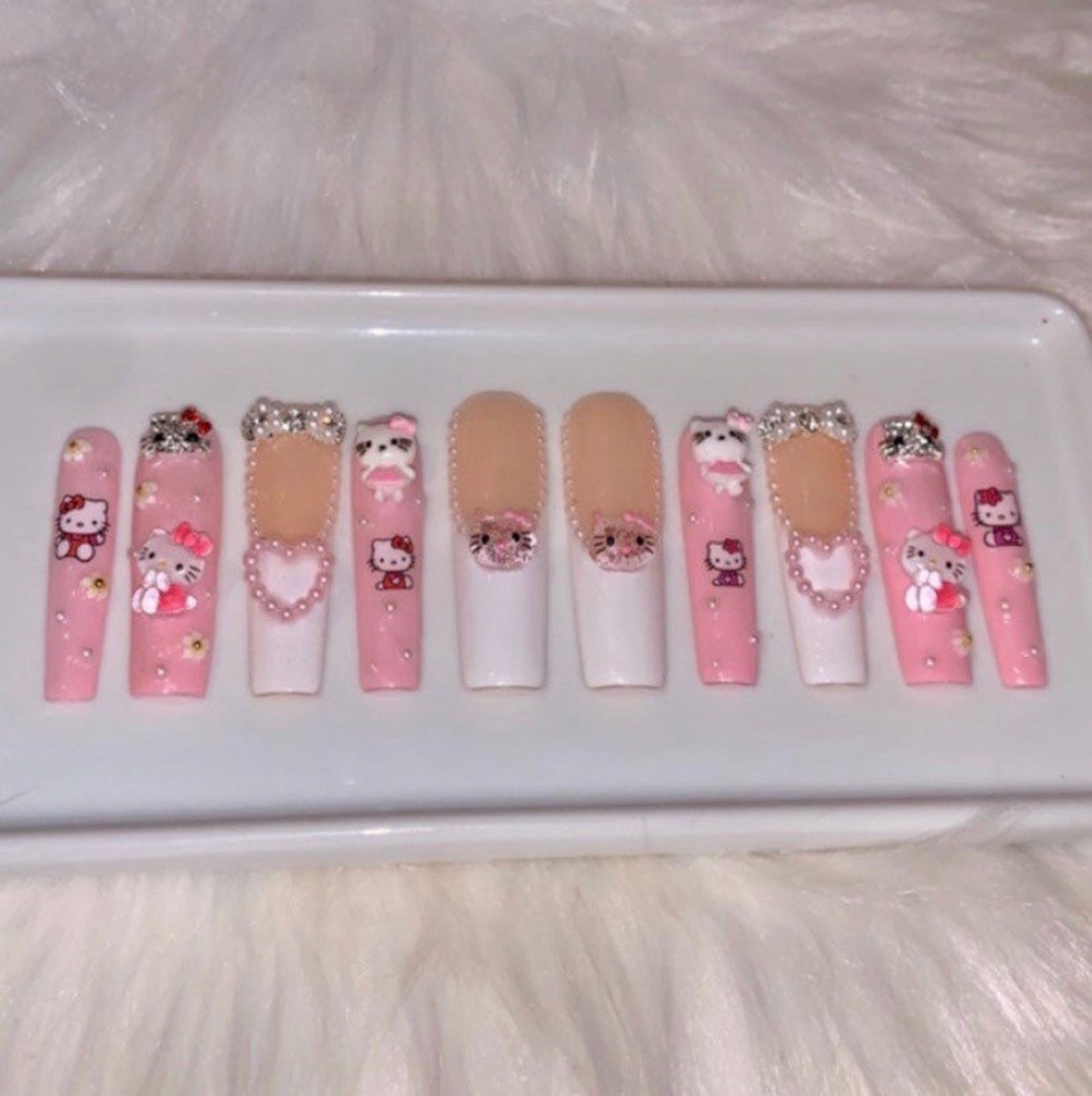 Kawaii Pearl French Tips Luxury Y2k Pastel Reusable Handmade - Etsy