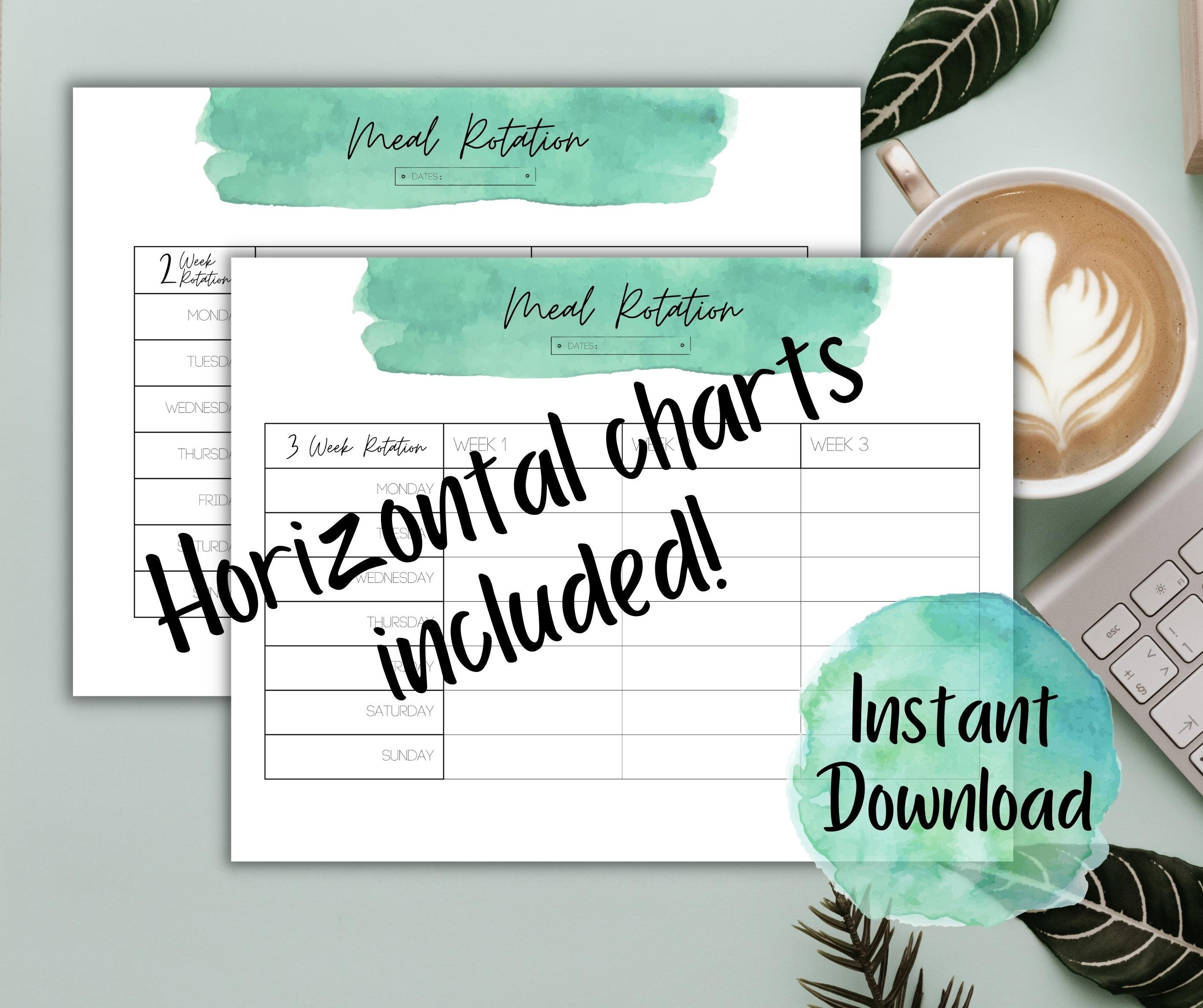 Watercolor Meal Planner Printable Weekly Meal Plan Rotation Prints ...