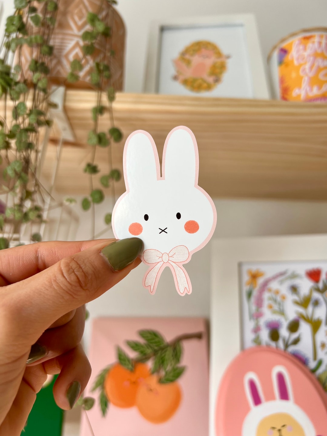 Miffy Bow Croquet Cute Bunny Friends Flower Sticker Hand Drawn Vibes ...