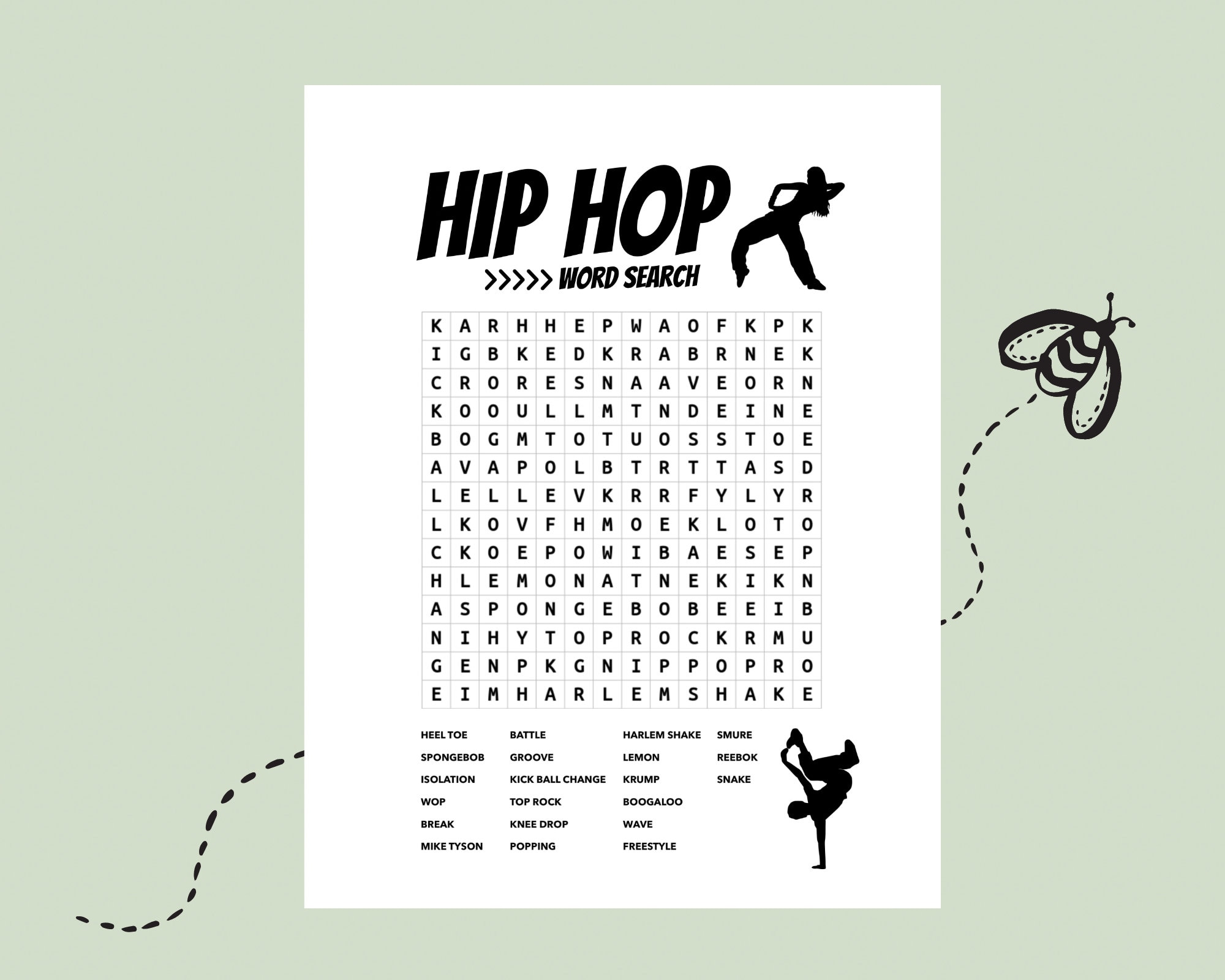Hip Hop Dance Word Search, Dance Teacher Supplies, Kids Activity - Etsy