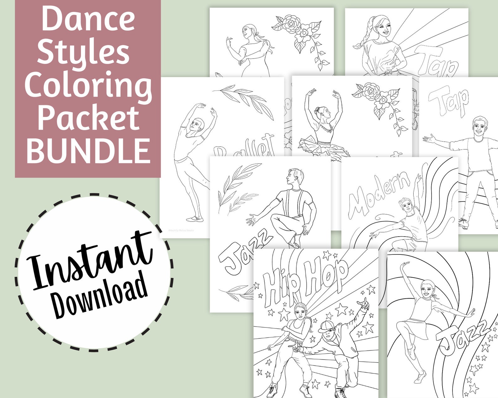 Styles of Dance Coloring Pages - Etsy