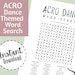 Acro Dance Word Search, Printable Dance Activity - Etsy