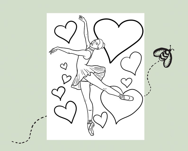Valentine’s Day/love Ballet Coloring Page, Instant Download PDF for ...