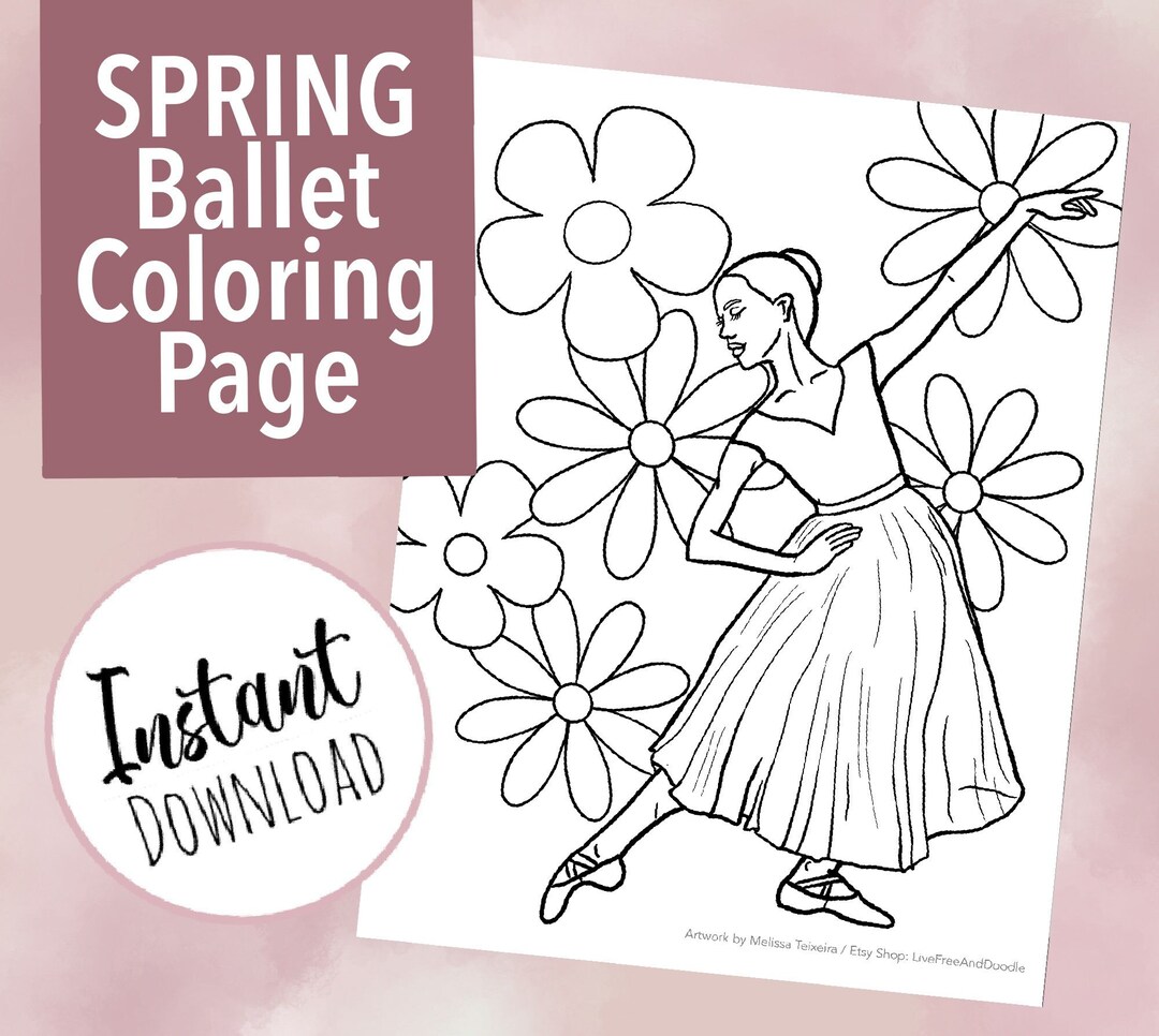 Spring Ballet Coloring Page, Dance, Instant Download PDF Dance Teacher ...