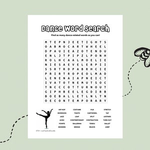 Dance-themed Word Search, Instant Download, Printable Worksheet for ...