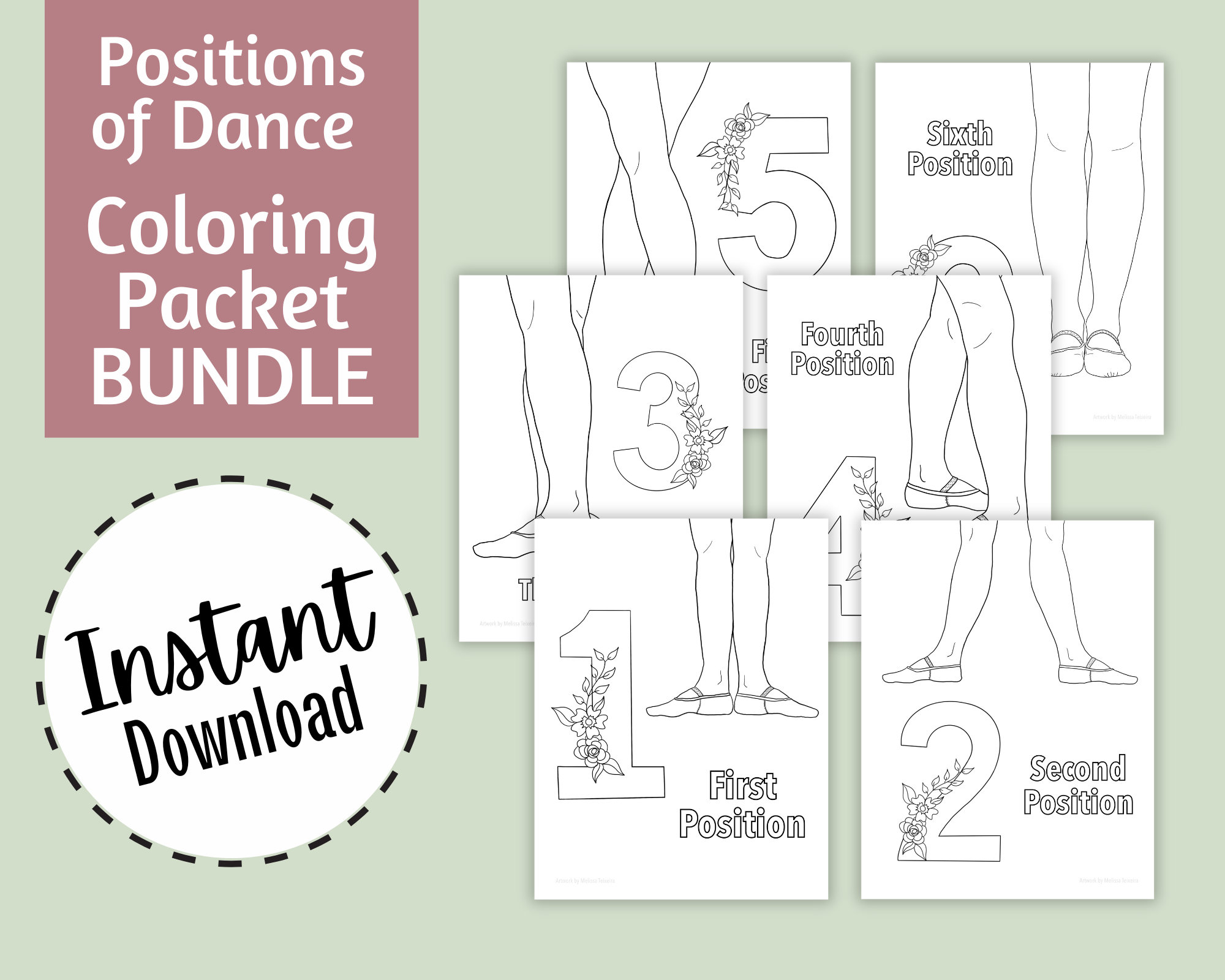 Positions of Dance Coloring Pages - Etsy