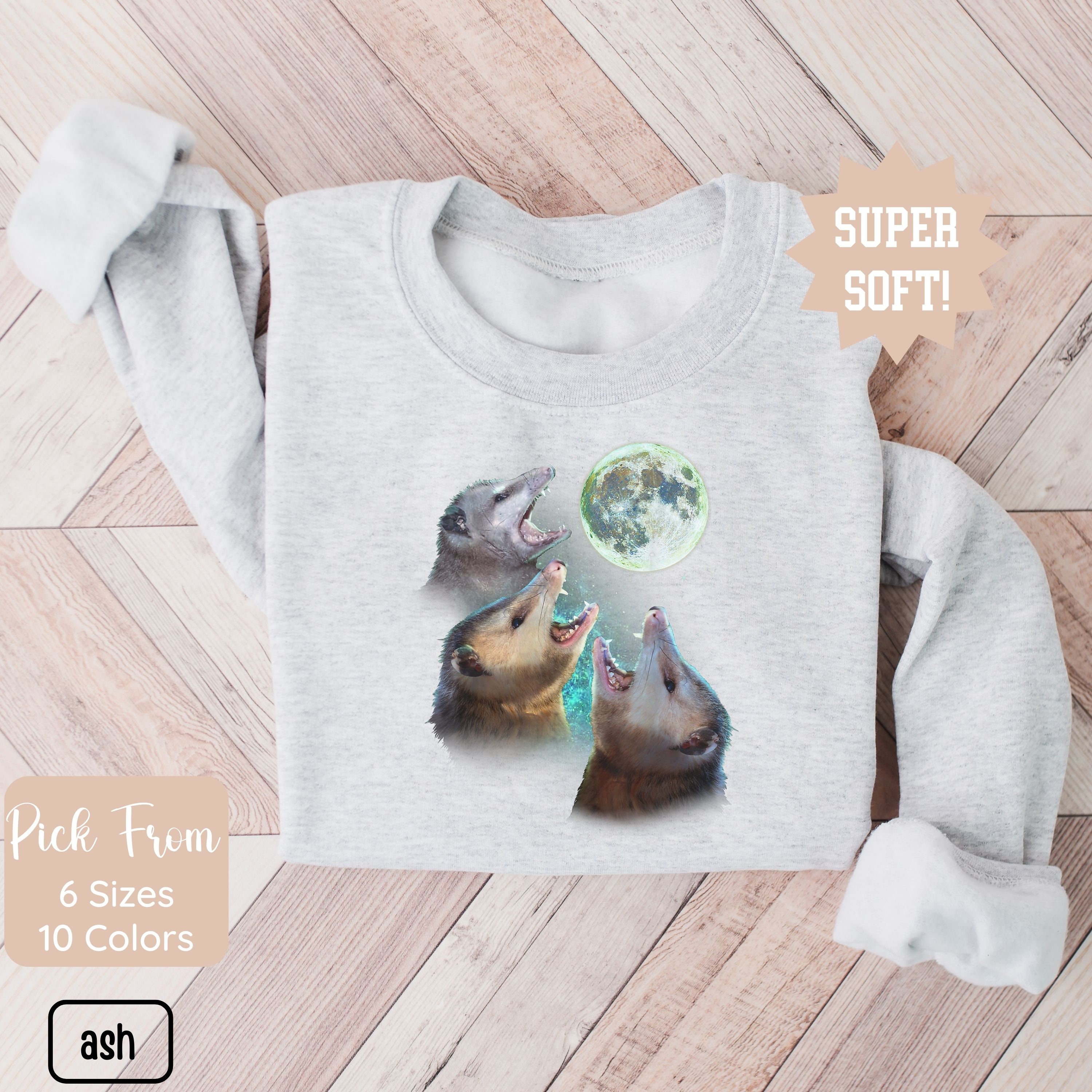 Three Possums Howling at Moon Vintage Shirt, Retro Opossum Lover Tshirt ...