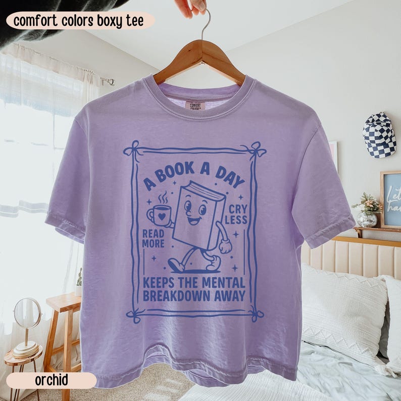 Comfort Colors Book Lover Boxy Cropped Tee, A Book A Day Crop Top, Book ...