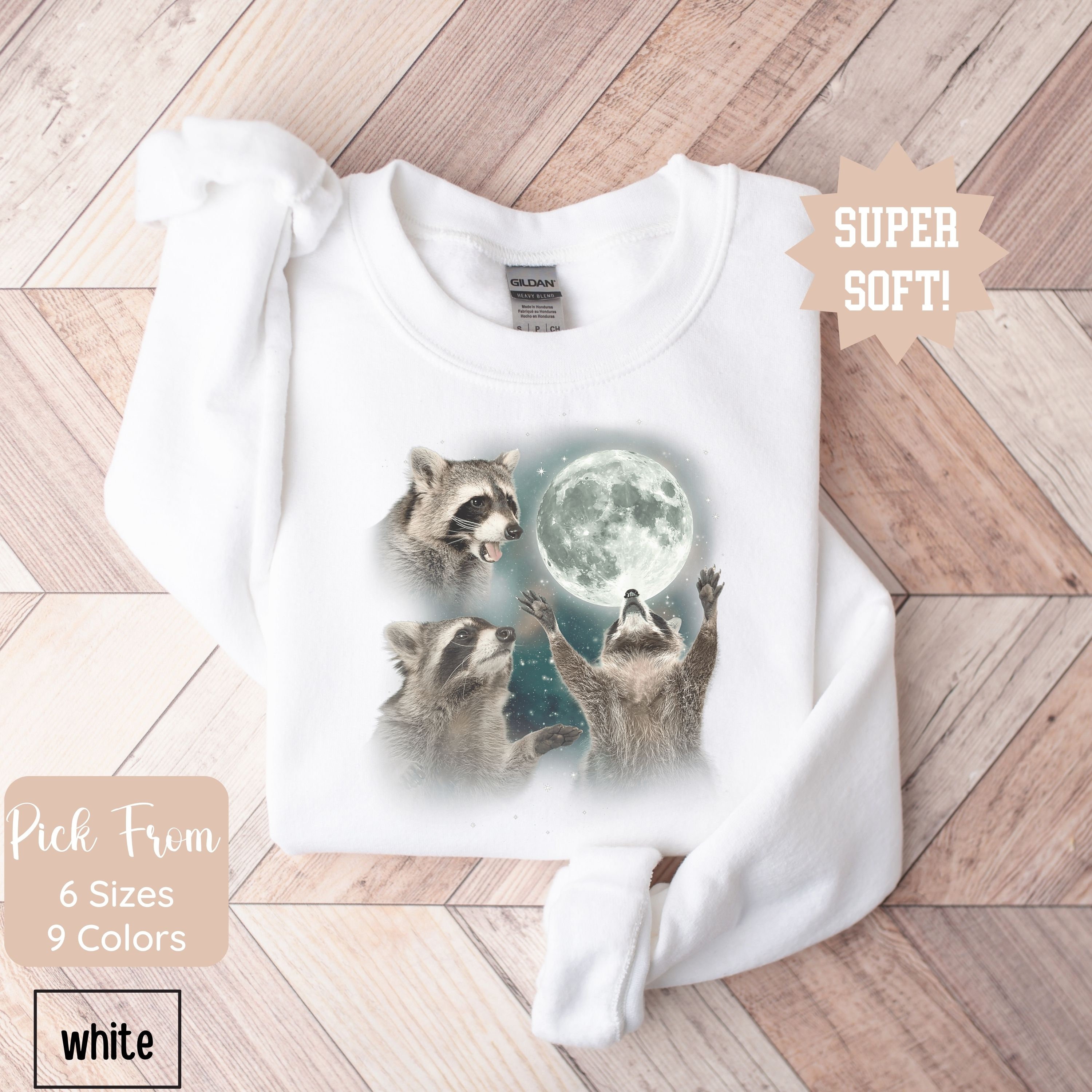 Racoons Howling at the Moon T-shirt Sweatshirt, Racoon Meme Shirt ...