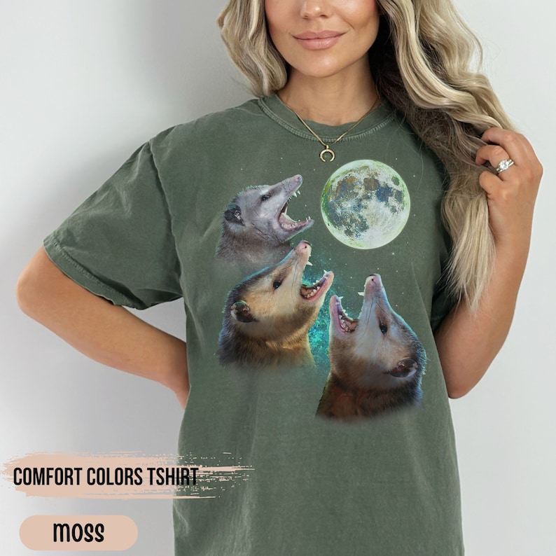 Three Possums Howling at Moon Vintage Shirt, Retro Opossum Lover Tshirt ...