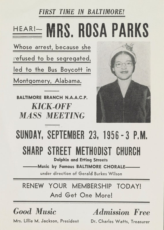 Rare 1956 Rosa Parks NAACP Poster Civil Rights Activist | Etsy