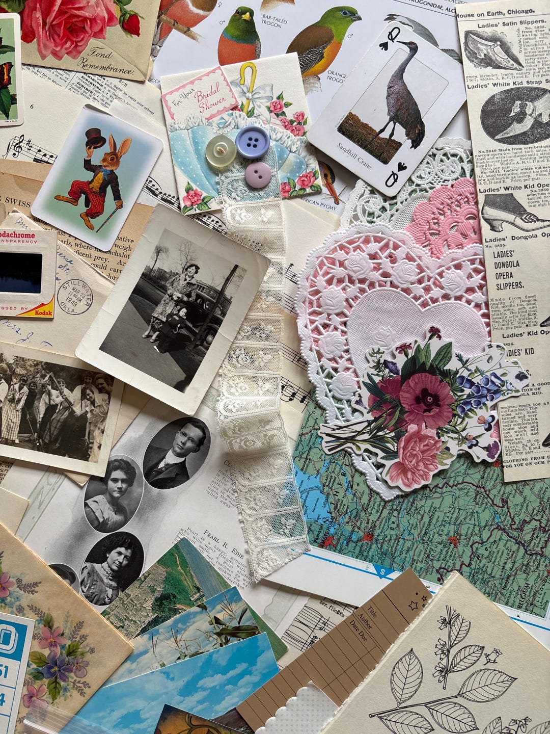 100 Vintage Ephemera Pack , Postcards Stamps, Advertising, Newspaper ...