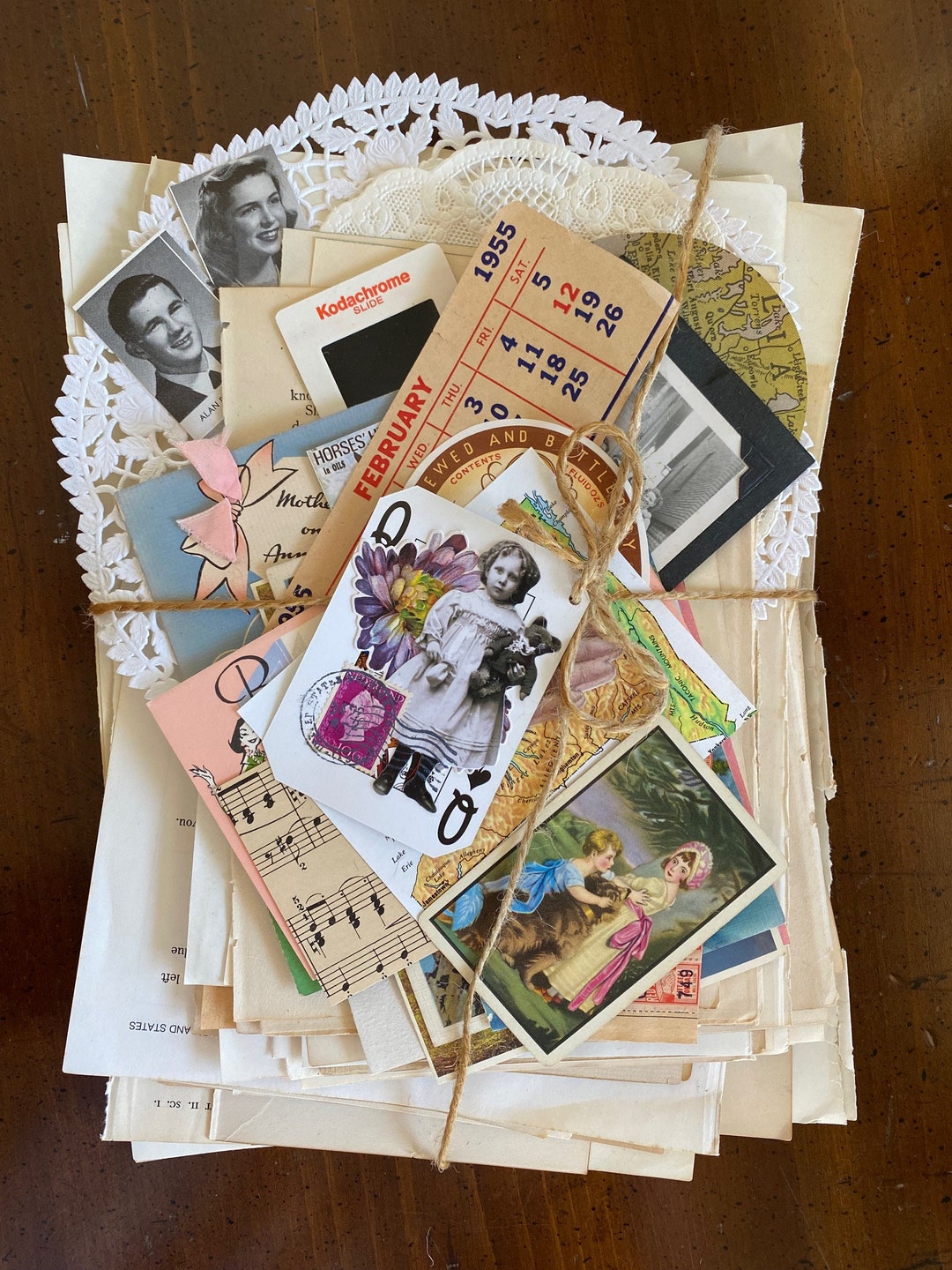 100 Vintage Ephemera Pack , Postcards Stamps, Advertising, Newspaper ...