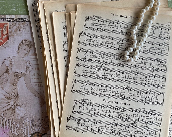 25 Vintage Music Pages, Sheet Music Bundle, Beautifully Aged Paper ...