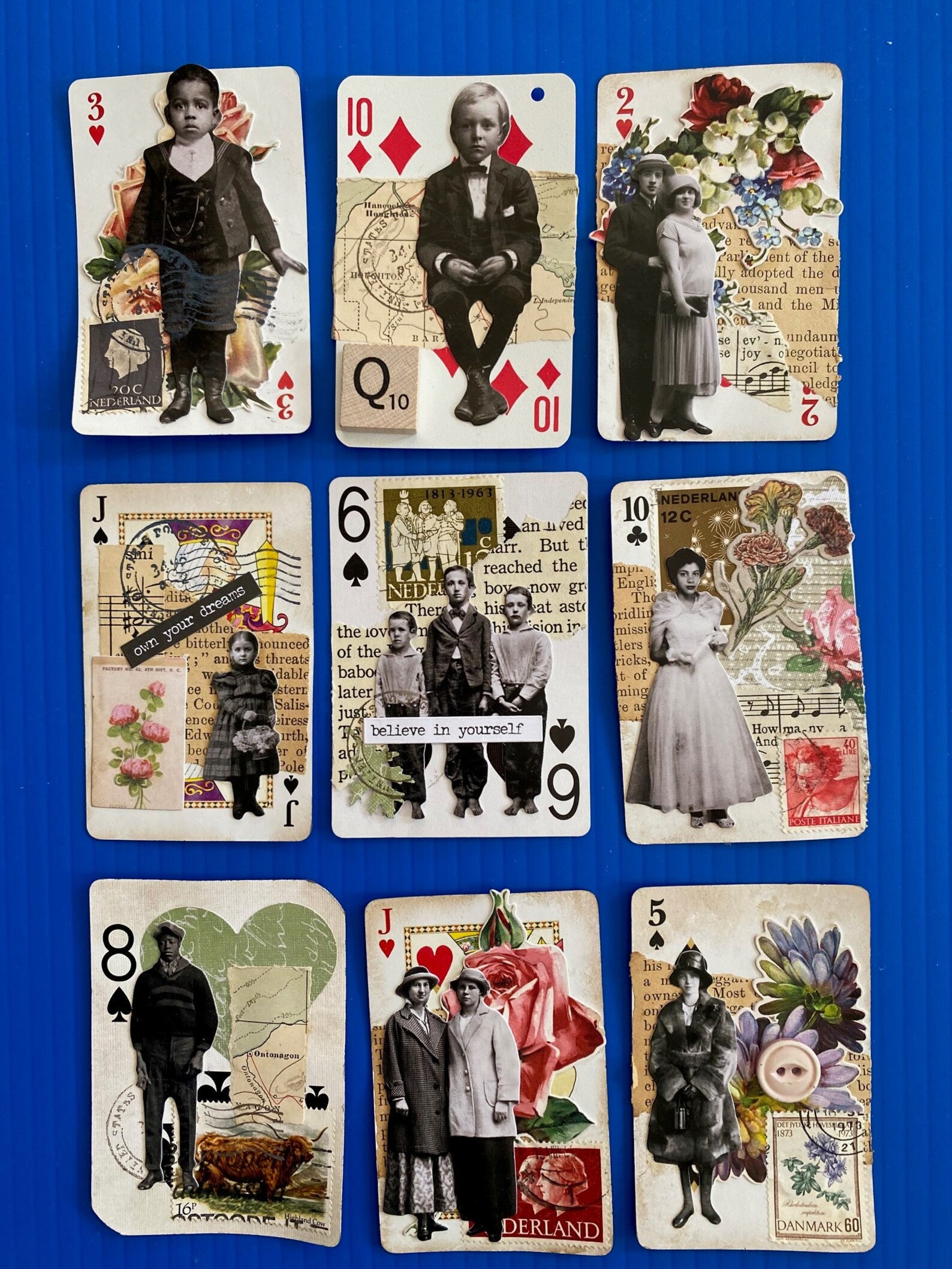 6 Altered Playing Cards Ephemera Art Cards Scrapbook - Etsy