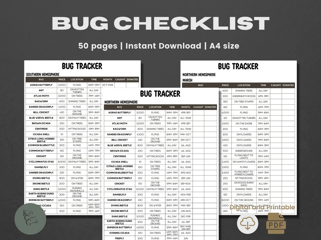 ACNH Bug Checklist | 2.0 Update | Bug Planner | Bug Catalog | Bug ...