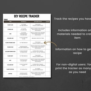 ACNH DIY Recipes Checklist | 2.0 Update | DIY Recipe List | Cooking Diy ...