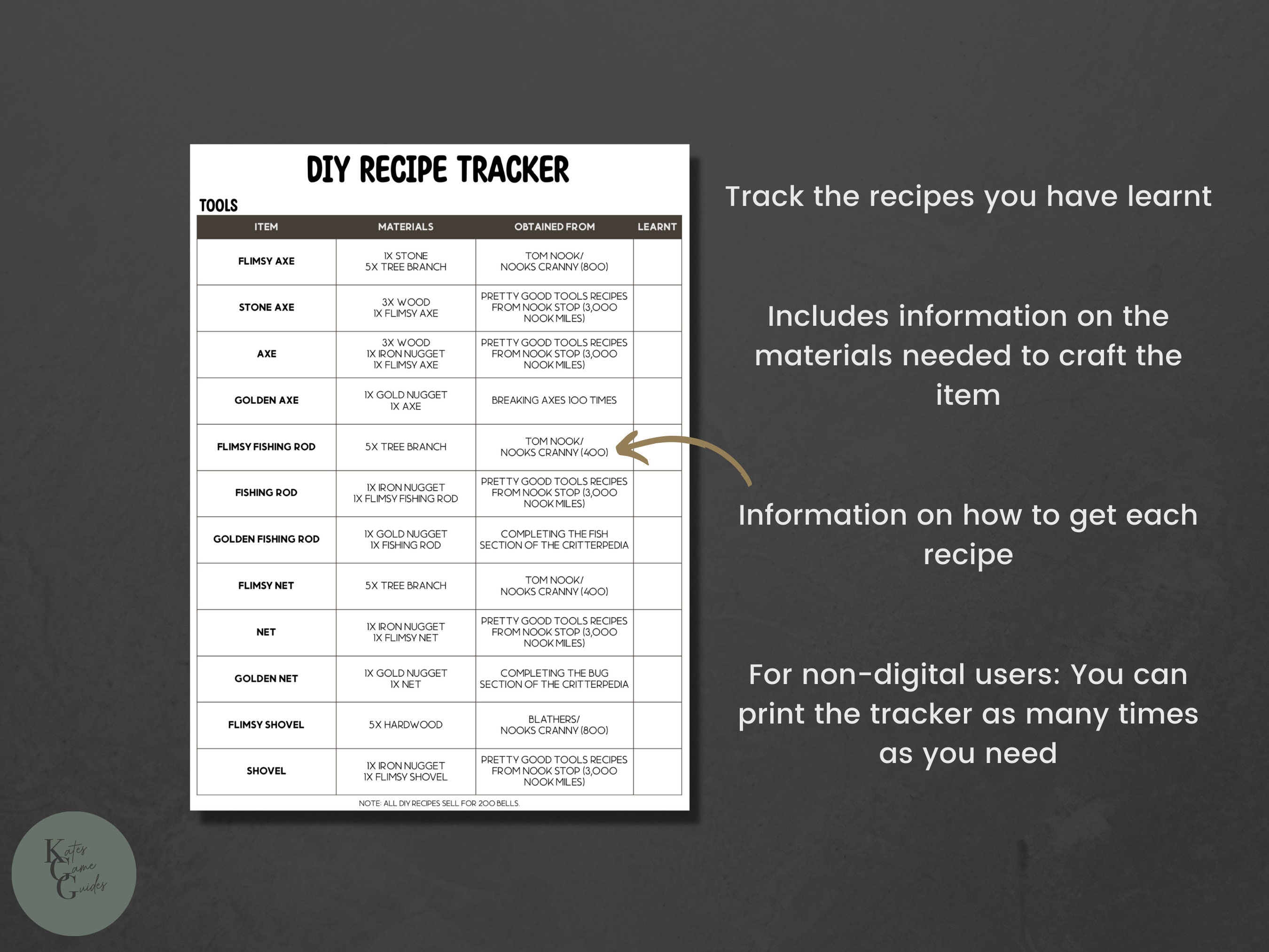 ACNH DIY Recipes Checklist | 2.0 Update | DIY Recipe List | Cooking Diy ...