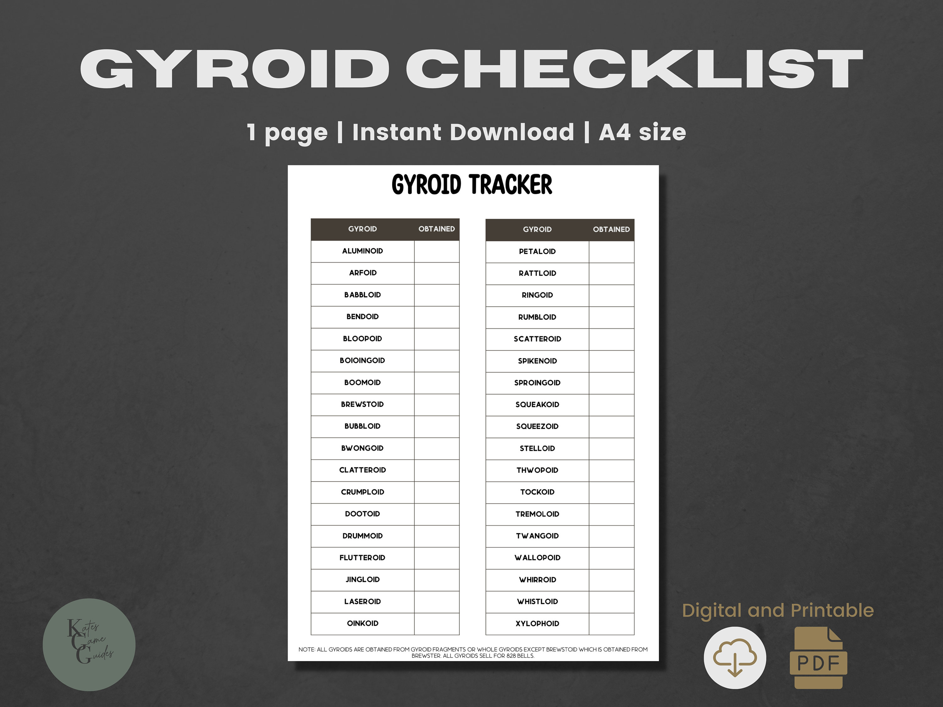 ACNH Gyroid Checklist | 2.0 Update | Gyroid Planner | Gyroid List ...