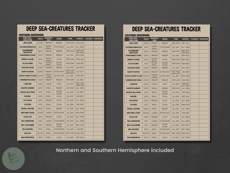 ACNH Sea Creatures List | 2.0 Update | Creature Catalog | Creature ...