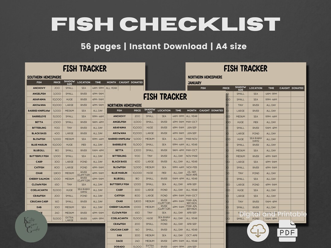 ACNH Fish Checklist | 2.0 Update | Fish Planner | Fish Catalog | Fish ...